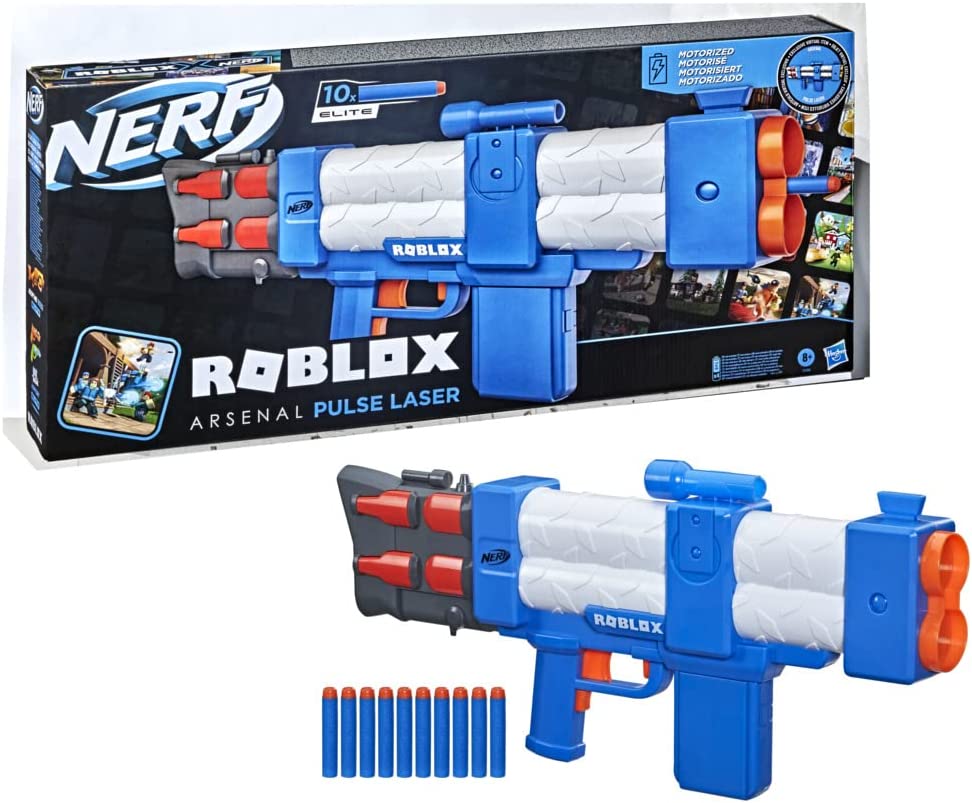 NERF ROBLOX ARSENAL: freccette motorizzate laser a impulsi, 10 freccette nervose EUR 26,24 ...