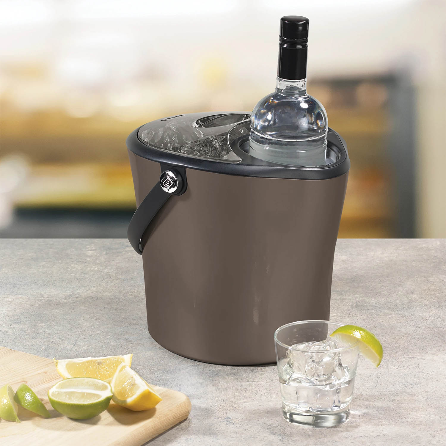 Polder Chill Station Insulated Ice Bucket Lid Double Wall Wine Holder ...