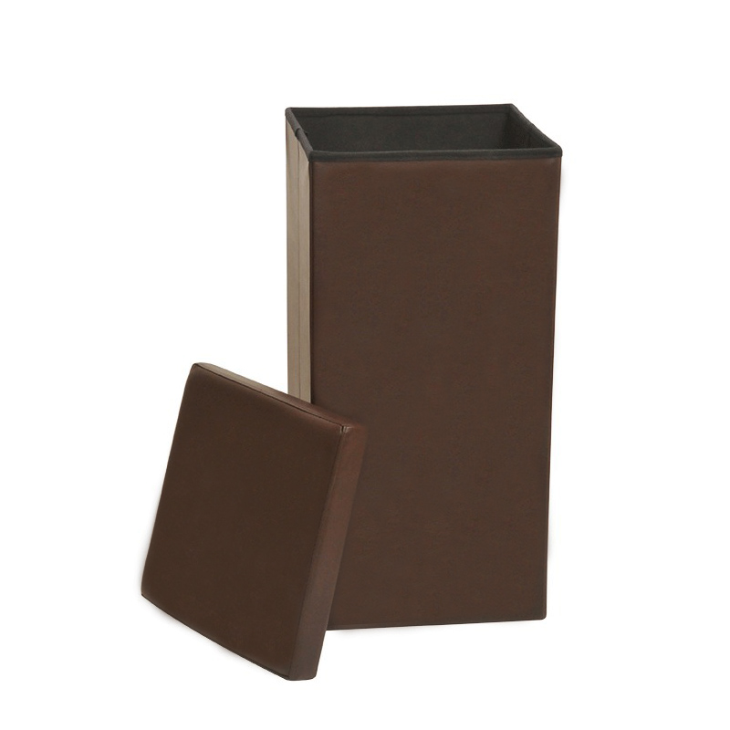 Large Faux Leather Folding Laundry Bin Basket Storage Box 88 Litre ...