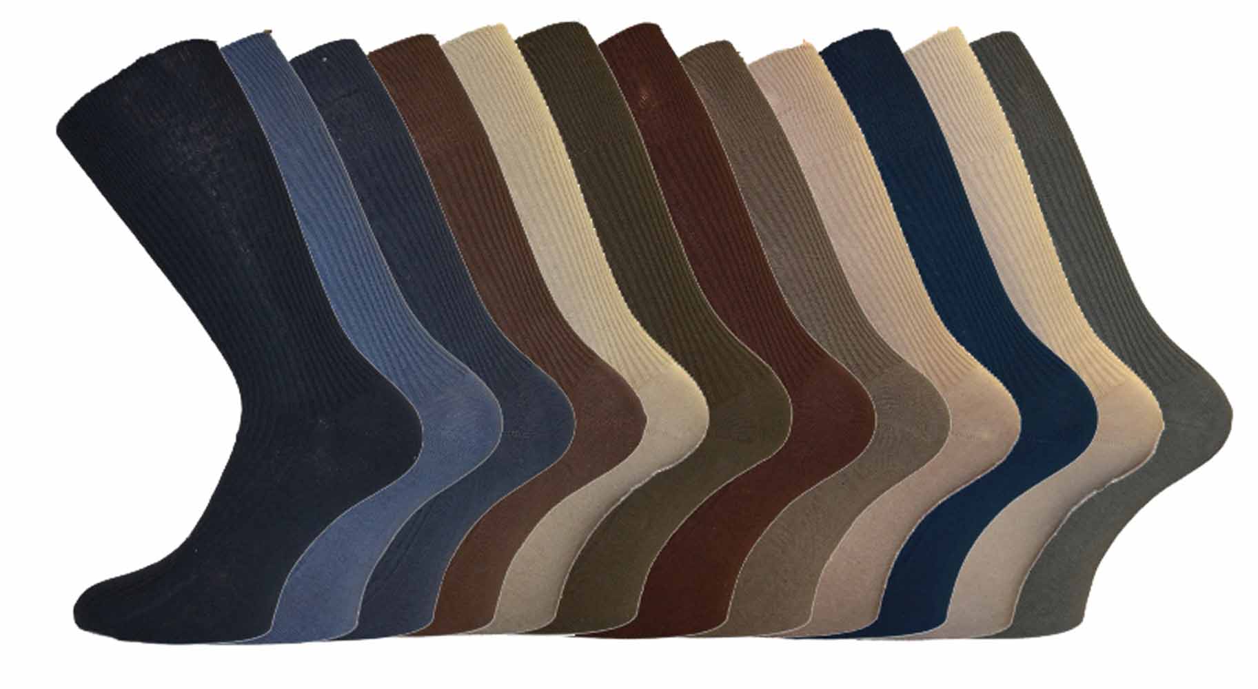 Mens 100% Cotton LOOSE Wide Top Socks No Non Elastic 12 Pack | eBay