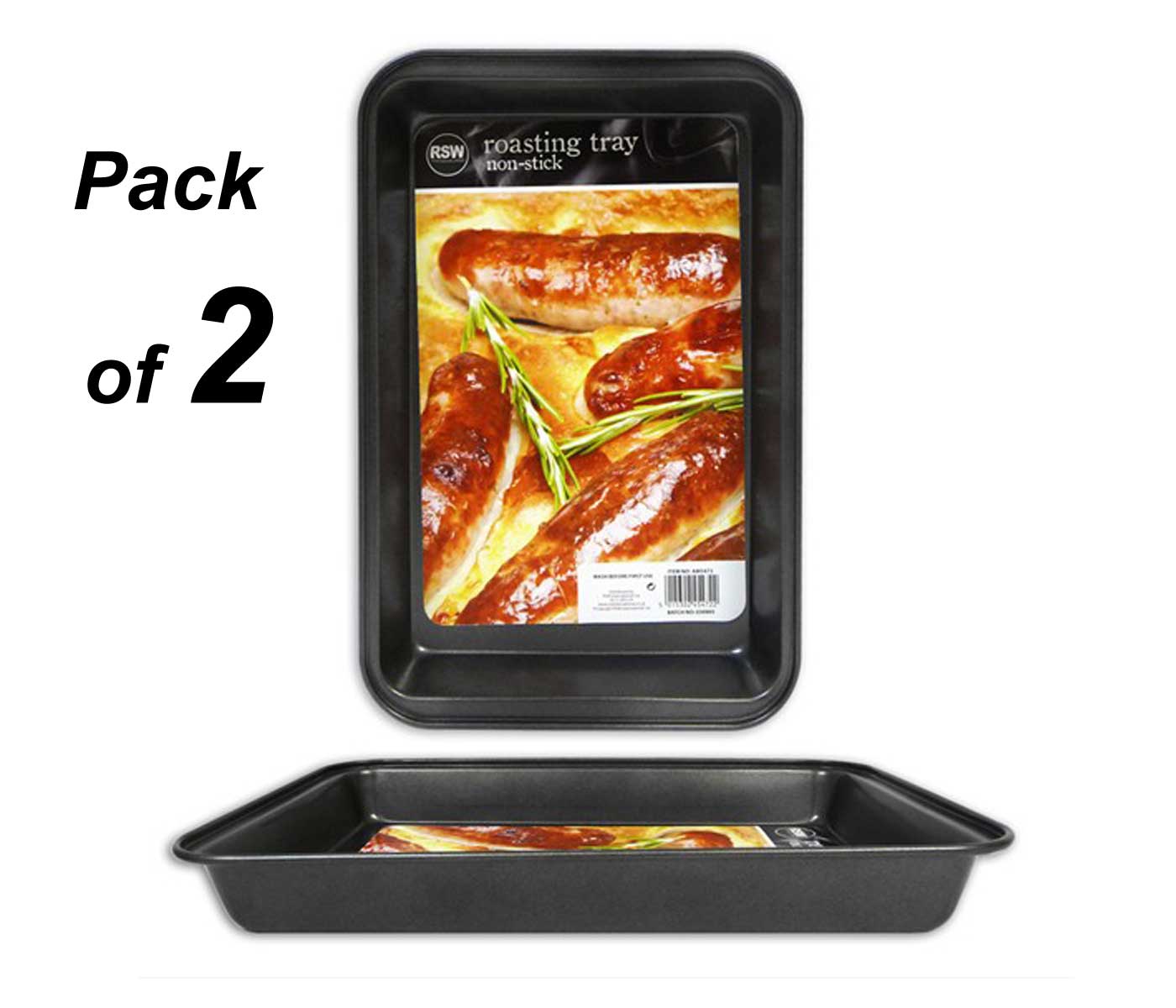 Oblong Turkey Tin Non Stick Oven Trays Pack of 2 for Roasting & Baking ...