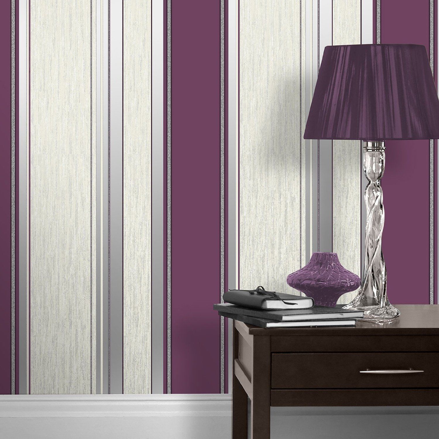 Stripe Wallpaper Striped Stripey Glitter Effect Vinyl Textured Synergy ...