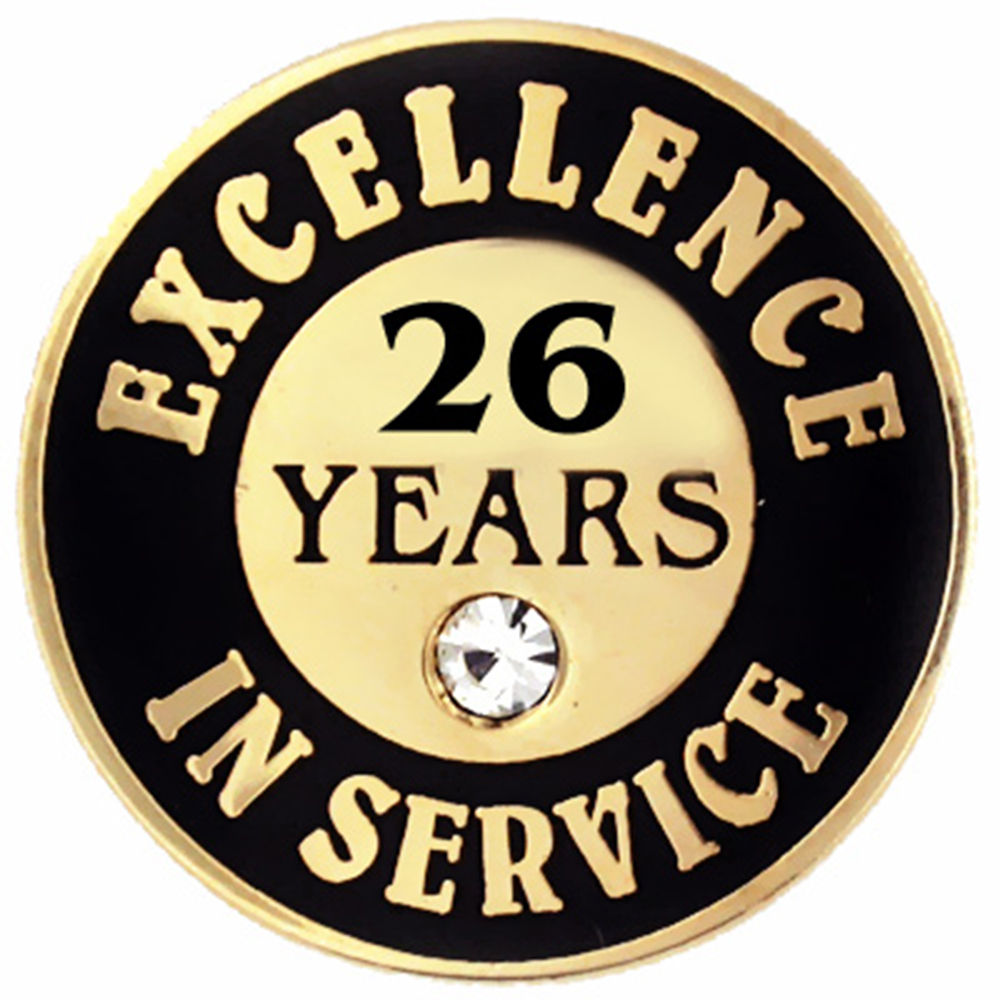 PinMart's Gold Plated Excellence in Service 26 Year Award Lapel Pin | eBay