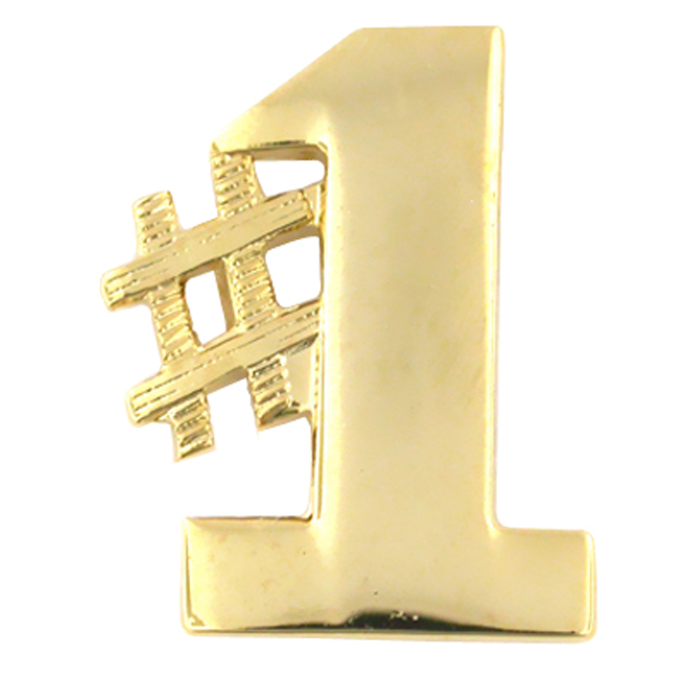 Gold Number 1 Hashtag Lapel Pin | eBay